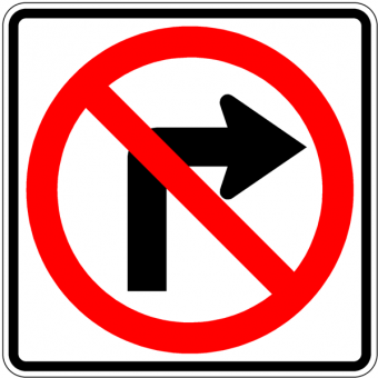 No Right Turn (R3-1) - California Barricade